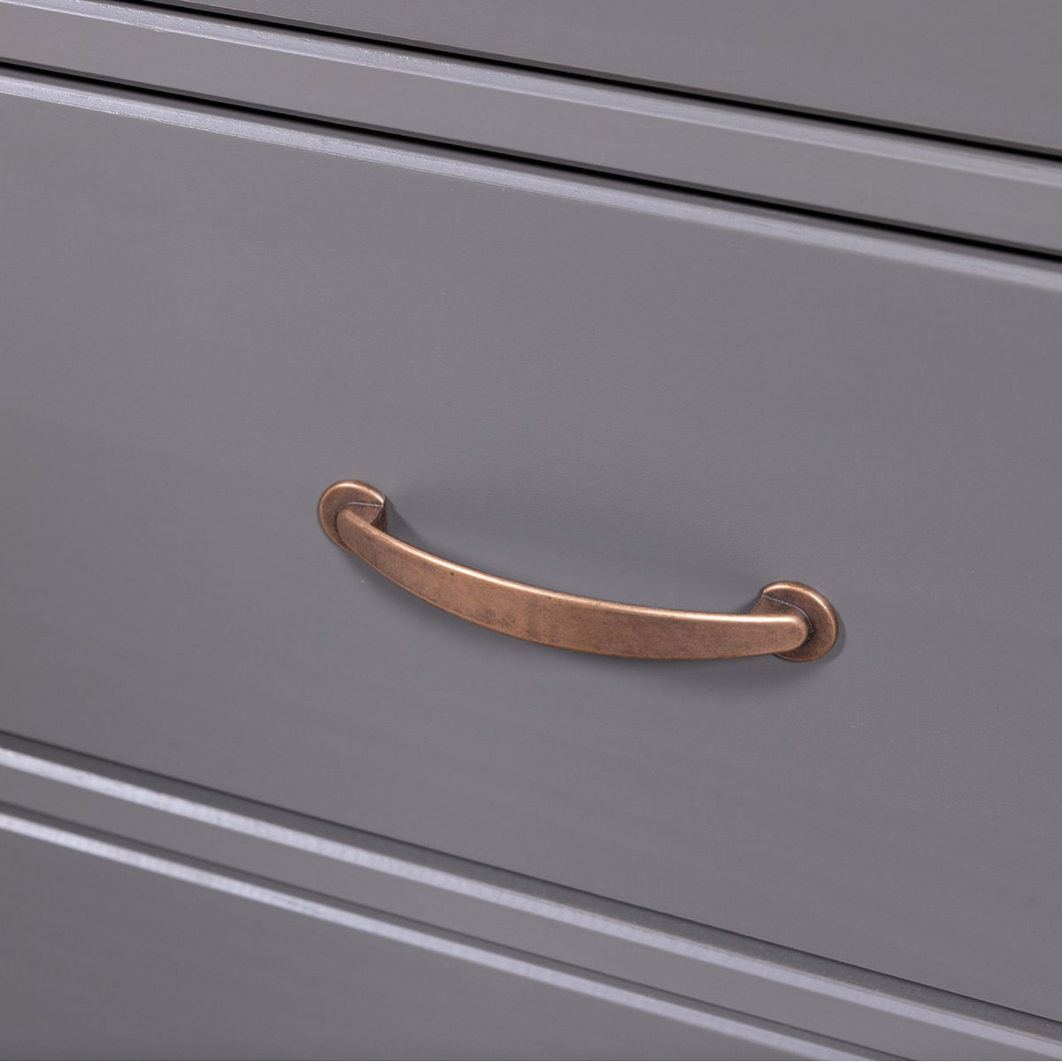 MELINA - Vitrine 2 Portes 3 Tiroirs en MDF Laqué Gris Foncé