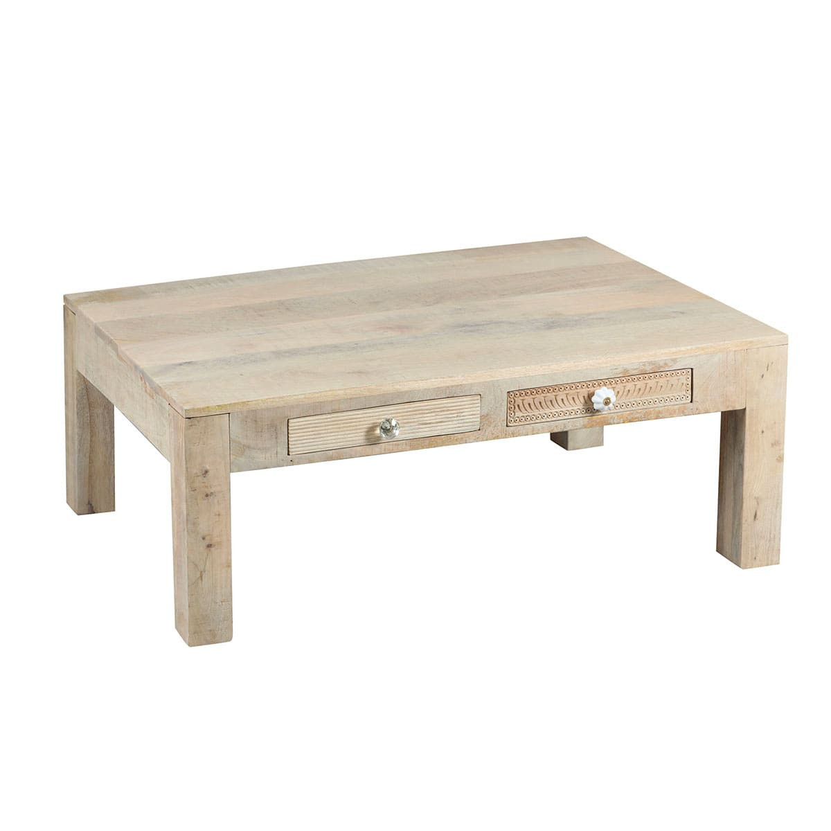 TROMSO - Table Basse 2 Tiroirs en Manguier Massif Clair - Altobuy.fr ...