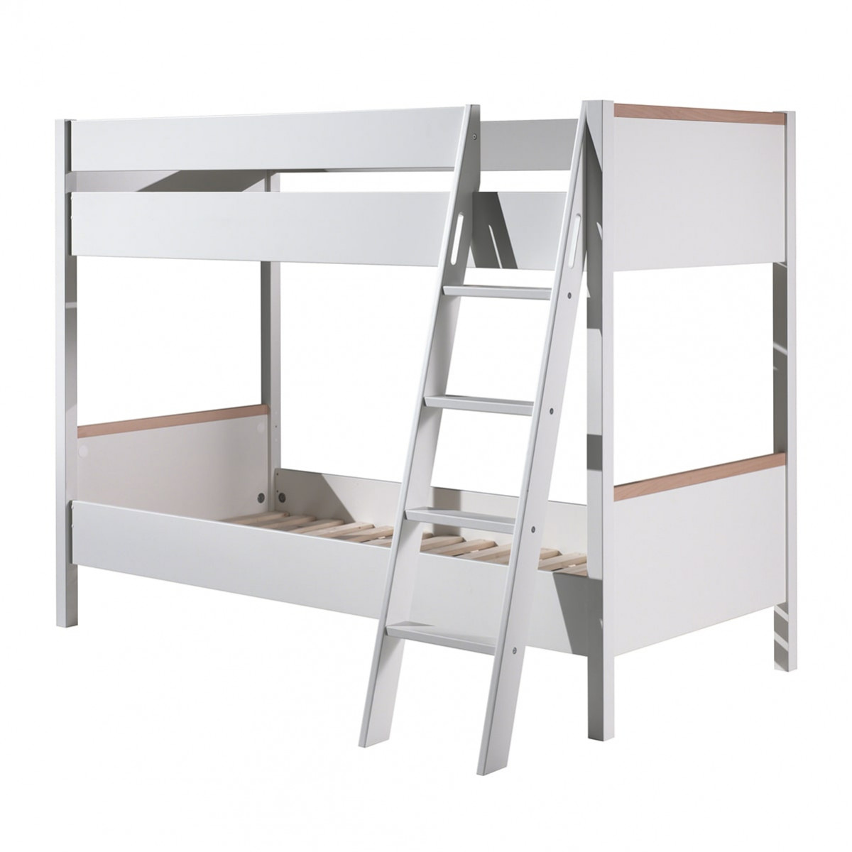 NASH WHITE - Lits Superposés Réversibles 90x200cm Blanc et Bois ...