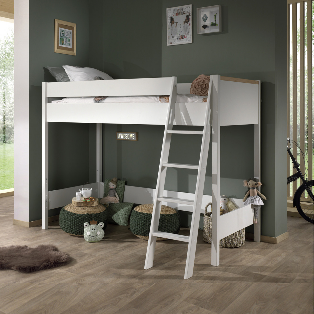 NASH WHITE - Lit Mezzanine Réversible 90x200cm Blanc et Bois - Altobuy ...