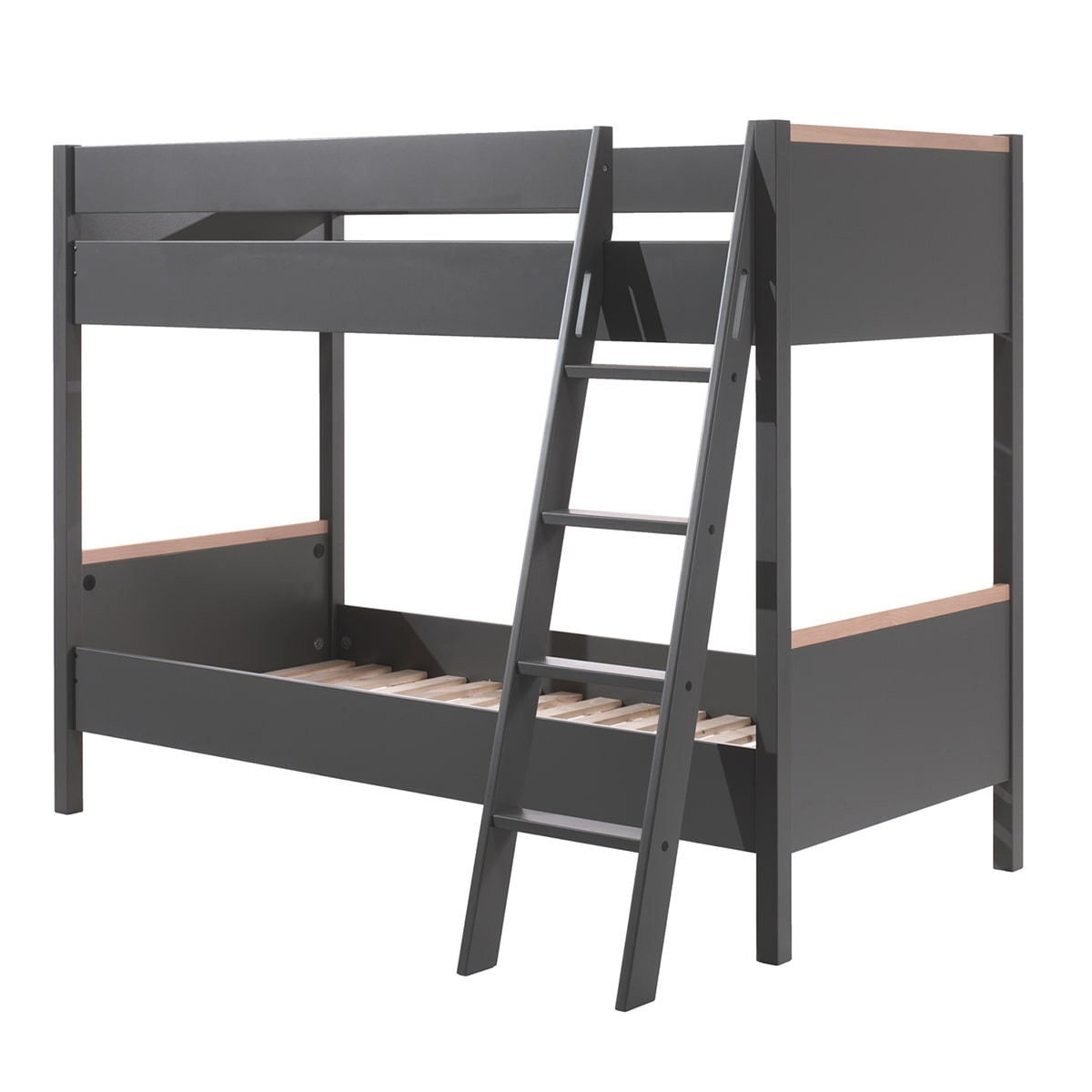 NASH DARK - Lits Superposés Réversibles 90x200cm Anthracite et Bois ...