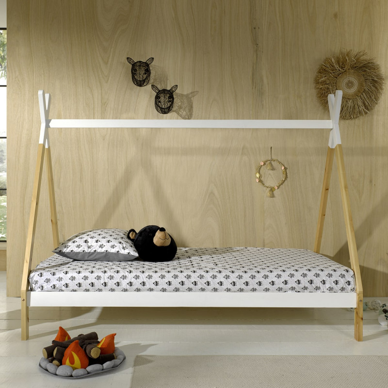 FLITT - Lit 90x200cm Blanc et Pin Forme Tipi - Altobuy.fr - Meubles ...