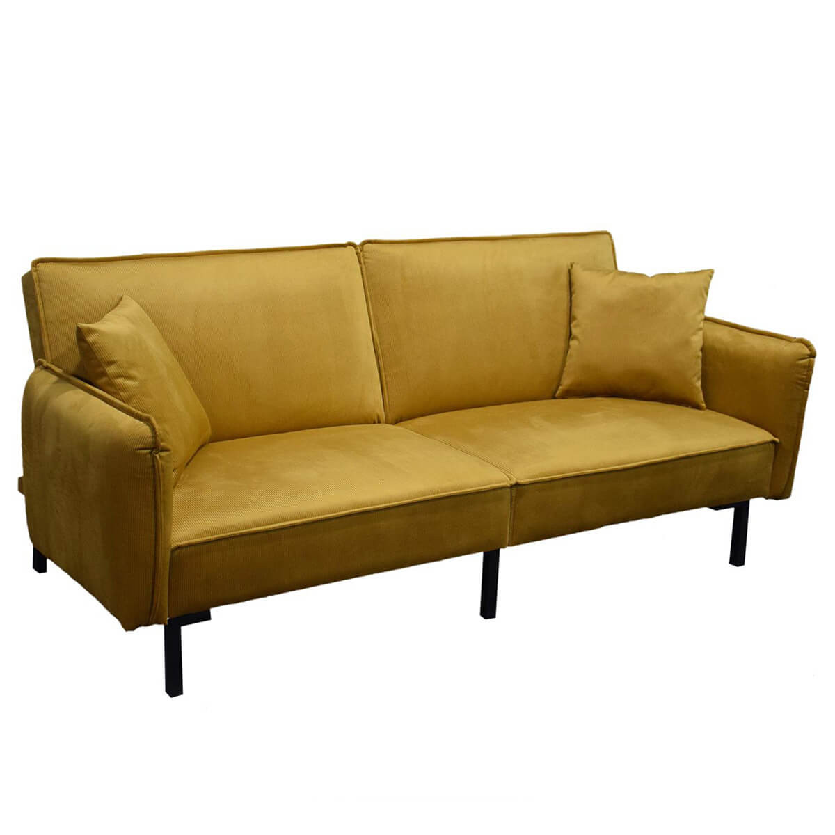 KONAE - Canapé Convertible Bois d'Eucalyptus Velours Ocre - Altobuy.fr ...