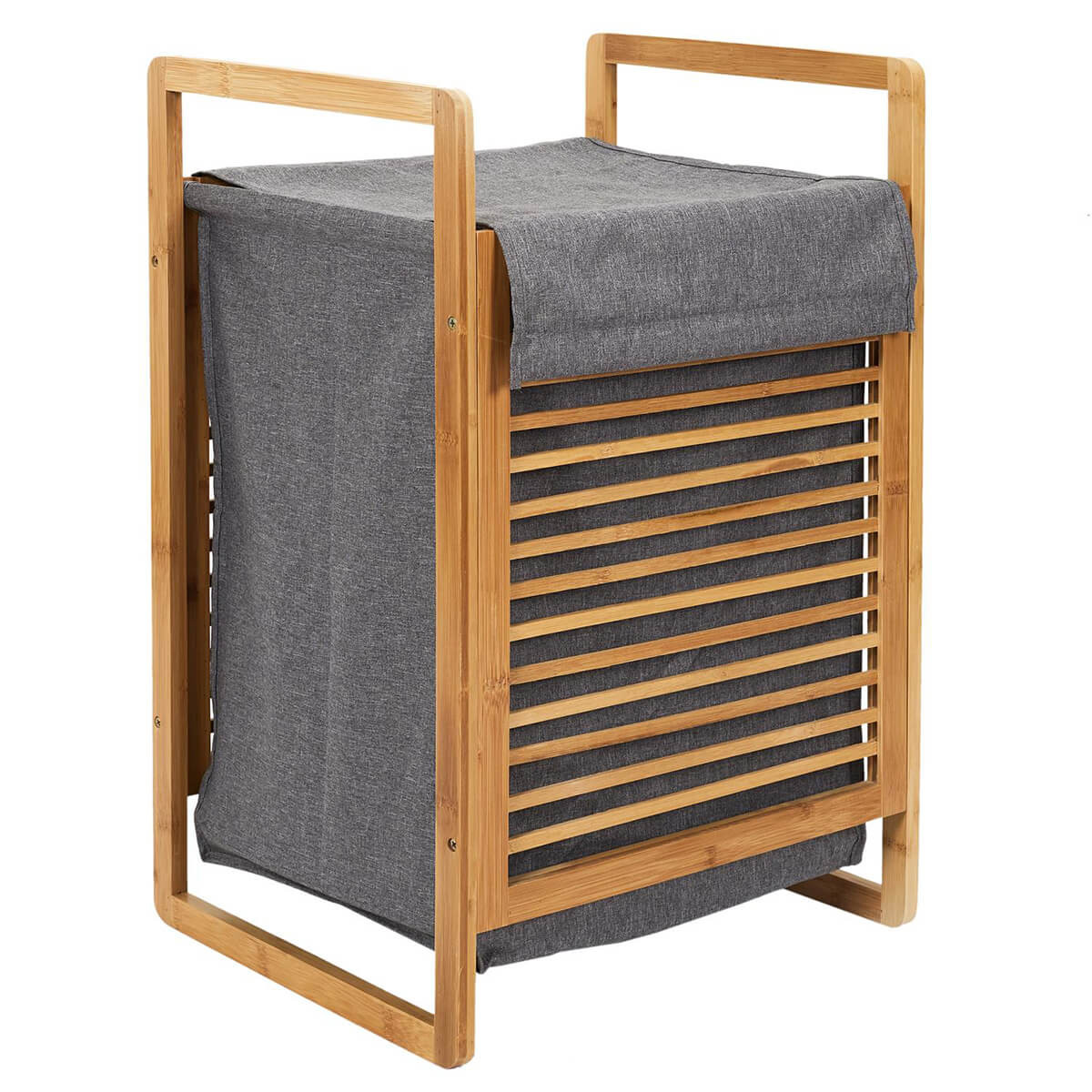 LAZEN - Panière à Linge Bambou et Tissu Gris - Altobuy.fr - Meubles ...