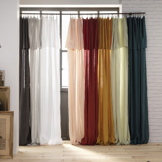 OUREA - Rideau Ajustable 140x300 cm Gaze de Coton Pampa + 8 Anneaux ...