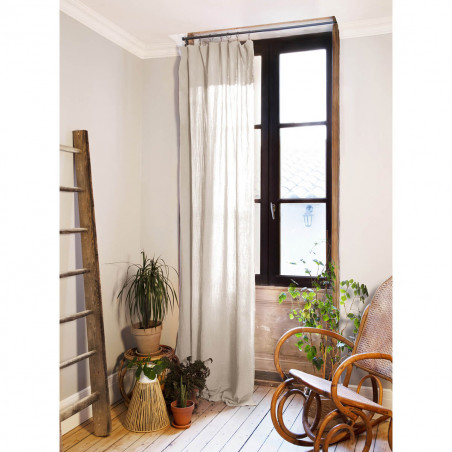 OUREA - Rideau Ajustable 140x300 cm Gaze de Coton Pampa + 8 Anneaux ...