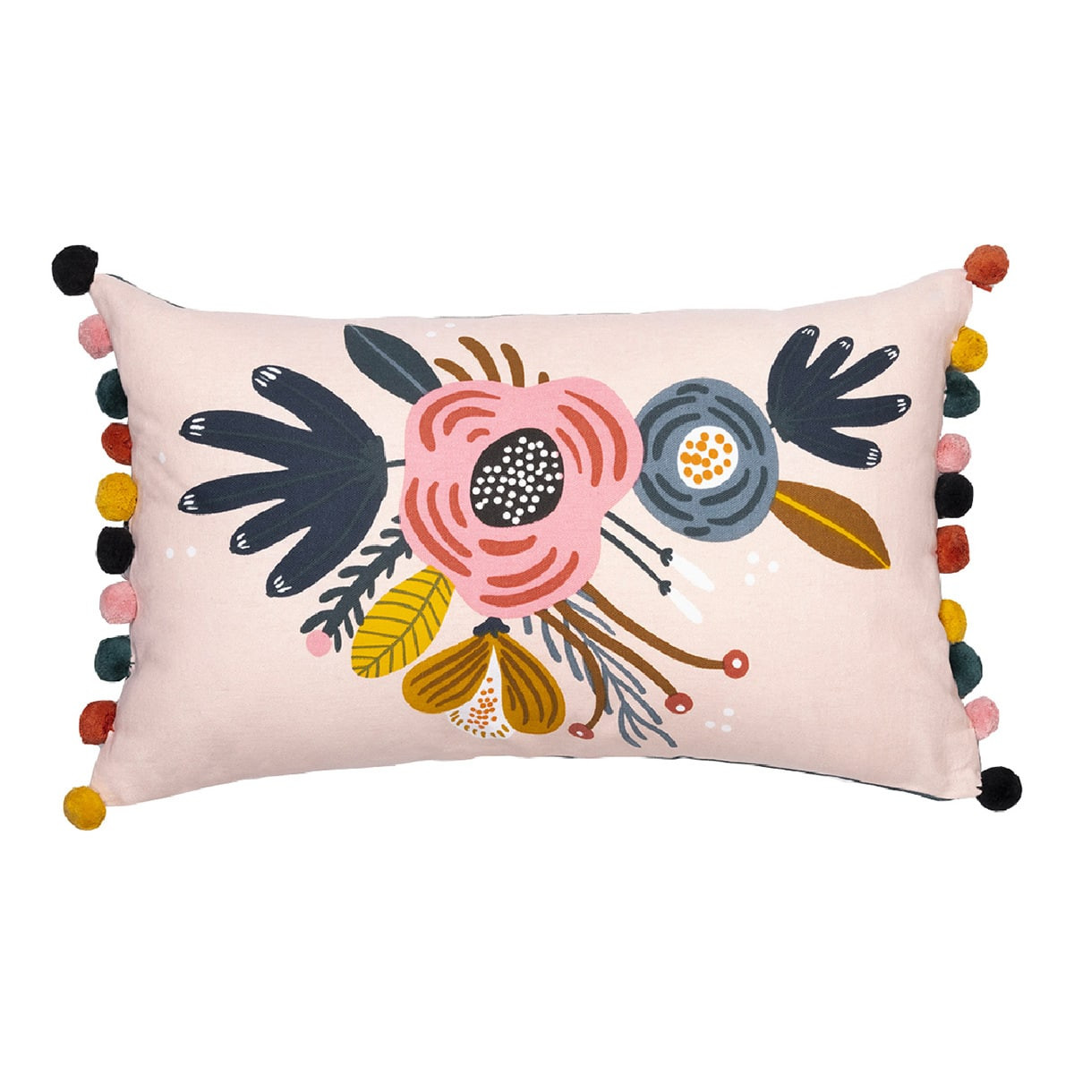 CAPUK - Coussin Déhoussable 30x50cm Coton Motif Rétro avec Pompons ...