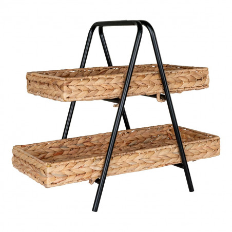 MAORI - Petite Etagère à Poser 2 Plateaux Tressés en Jacinthe Support en Métal Noir -Altobuy.fr ...
