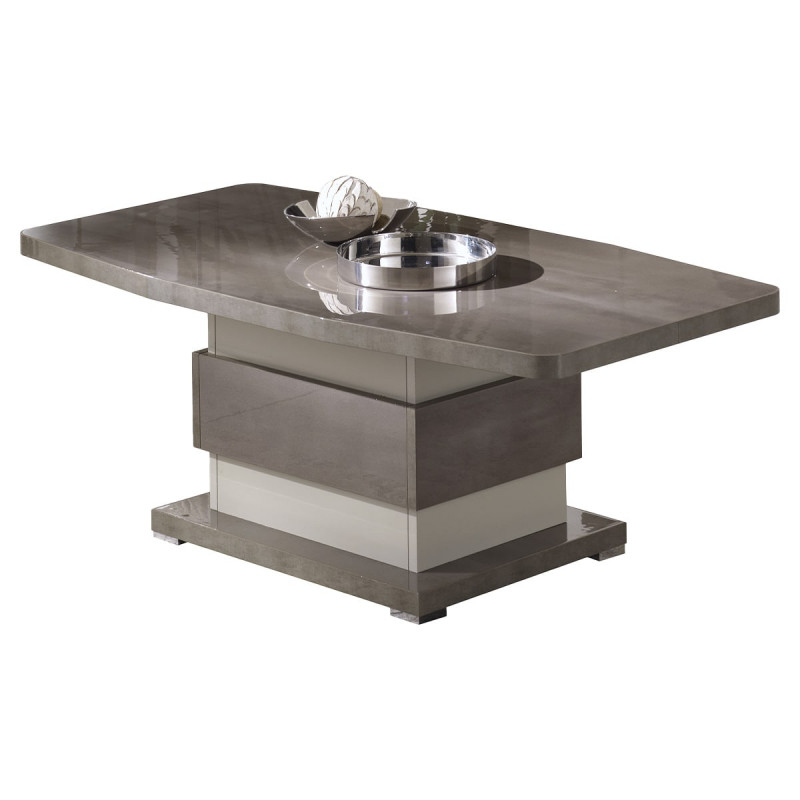 AUXANE - Ensemble Table Basse + Table d'Appoint + Buffet 3P Led Gris ...