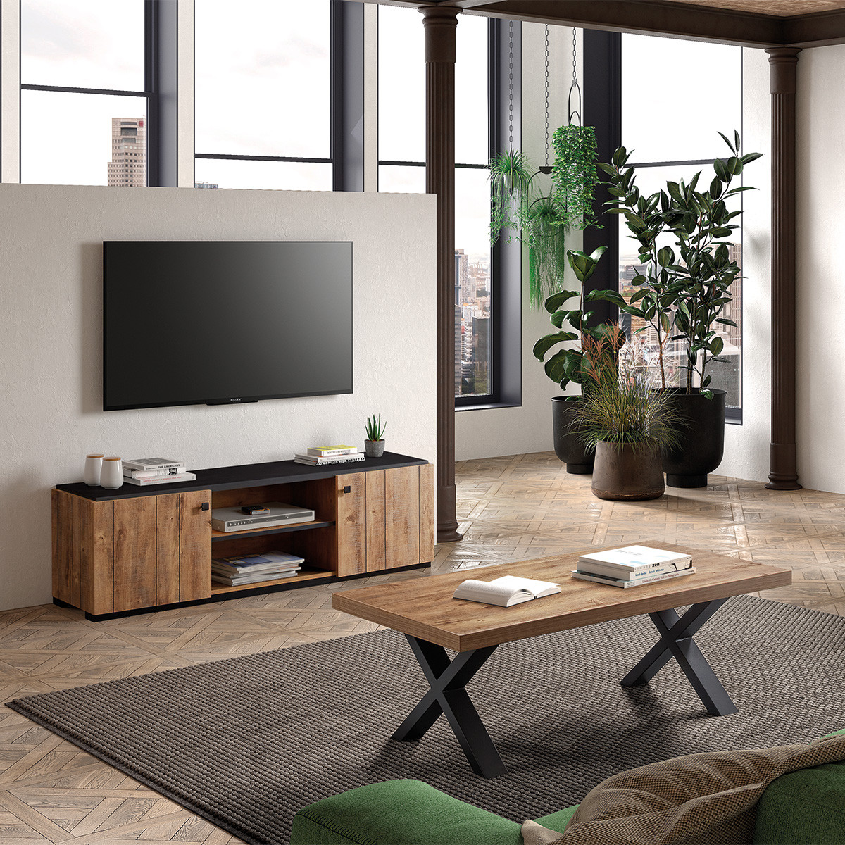 DENVER - Table Basse Aspect Bois Piètement X Métal Noir - Altobuy.fr ...