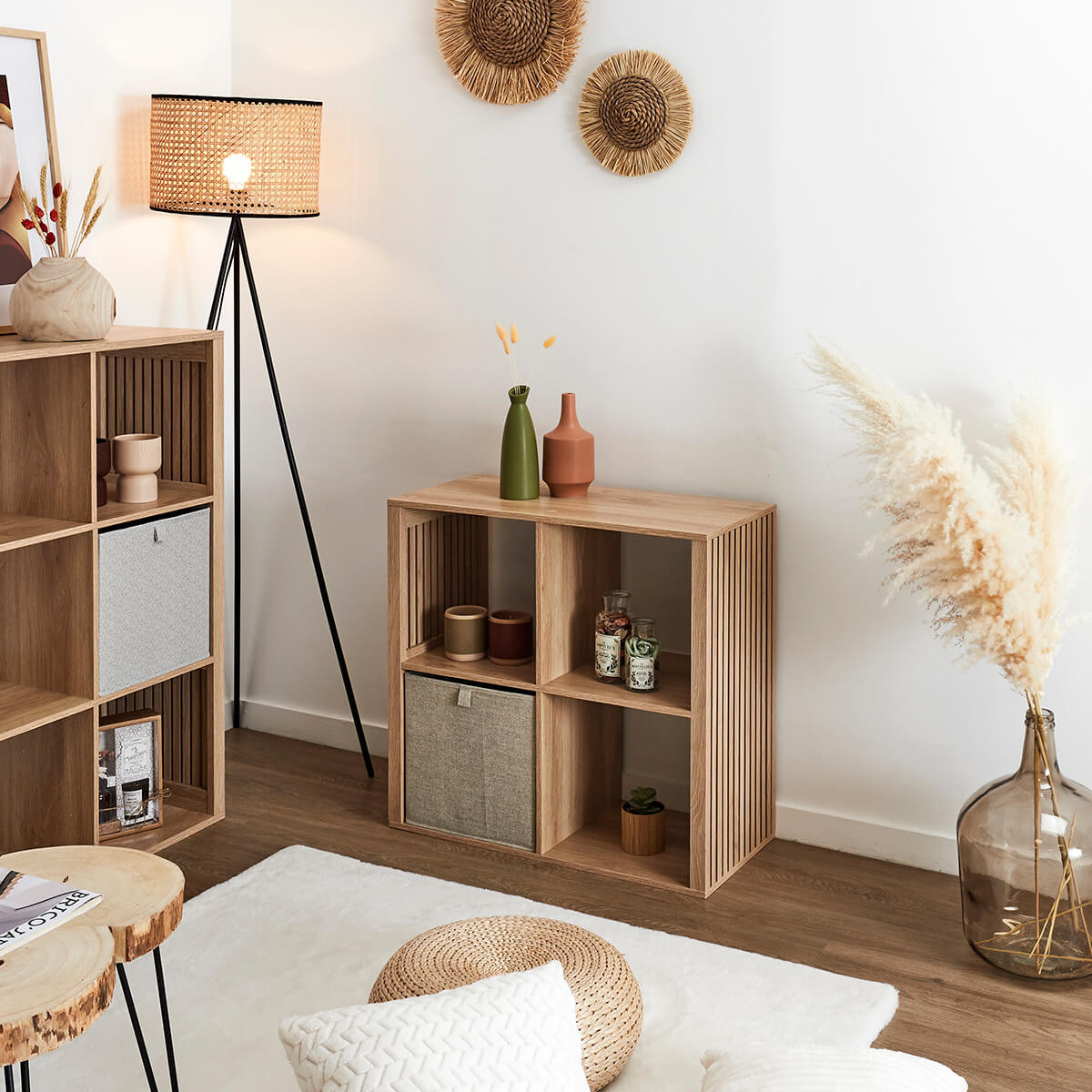 PAJAN - Rangement 4 Cases Effet Bois avec Tasseaux -Altobuy.fr- Meubles ...