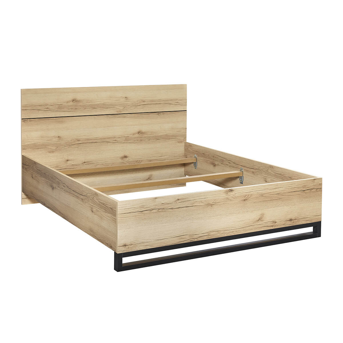 GAMMA - Chambre Lit 160x200 et 2 Chevets Aspect Bois et Pied Avant ...