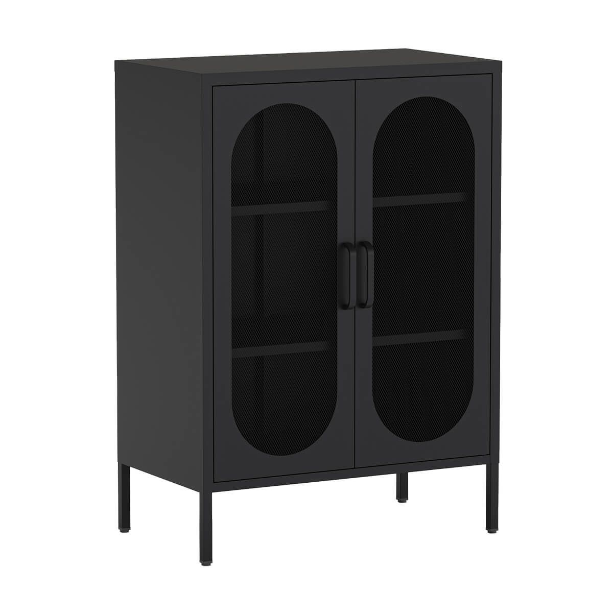 OLIVIA - Meuble d'appoint 2 Portes Ajourées en Métal Noir -Altobuy.fr ...