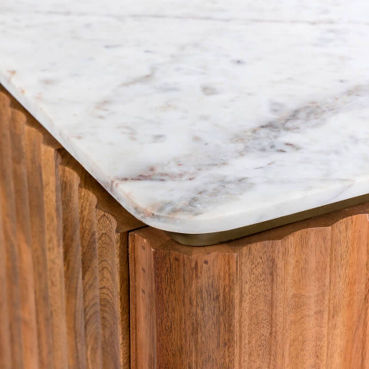 JAMARIS - Console 2 Tiroirs en Manguier Plateau Marbre Pieds Teinté ...