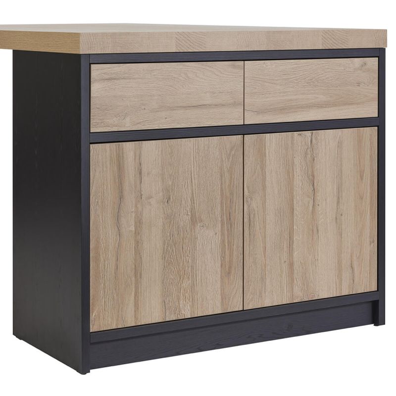 KALDARI - Ilôt de cuisine Palteau 230cm avec Rangement Aspect Bois ...