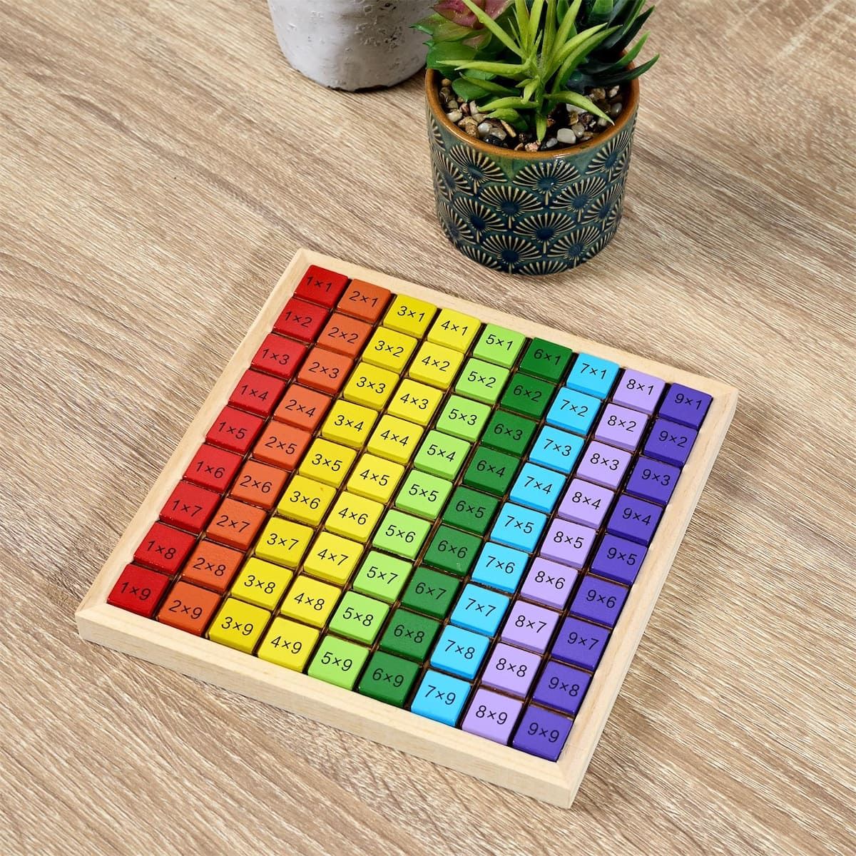 Jeu pédagogique en bois avec 81 cubes pour apprendre les tables de ...