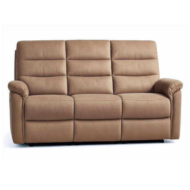 Canapé 3 places relax électrique en tissu polyester marron glacé ...