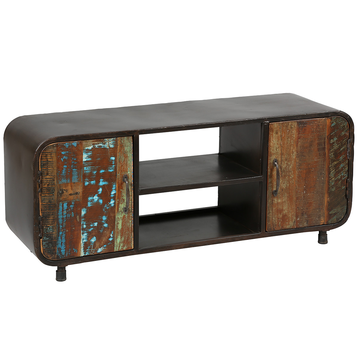 EDWIN - Buffet 2 Portes 3 Tiroirs Acier et Bois Massif - Altobuy.fr ...