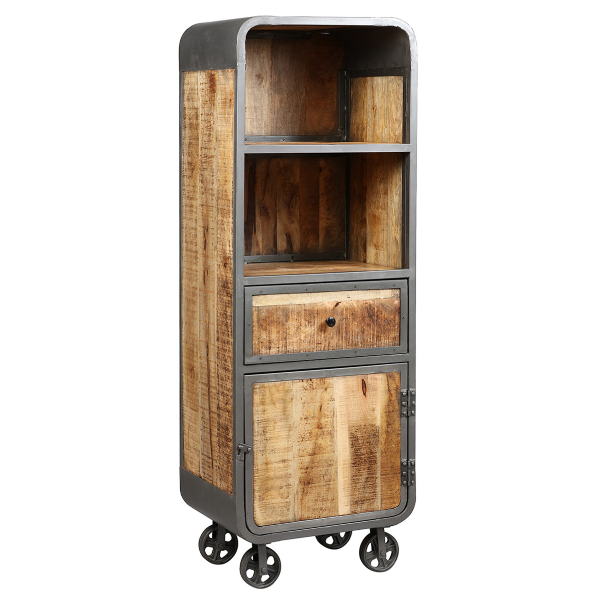 EDWIN - Buffet 2 Portes 3 Tiroirs Acier et Bois Massif - Altobuy.fr ...