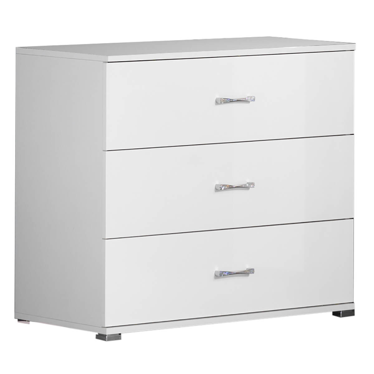 FADILY - Commode 3 Tiroirs Laquée Blanc